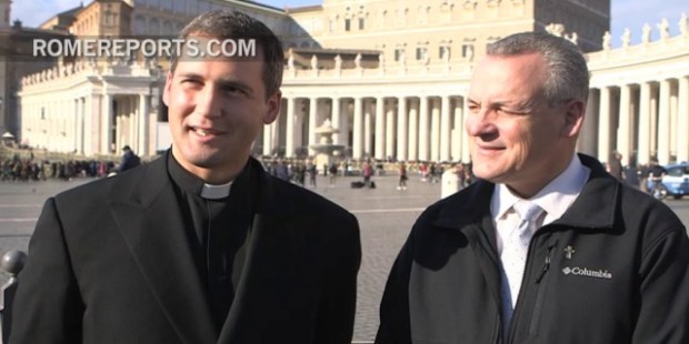 WATCH: Deacon and his priest son serve together at a papal Mass