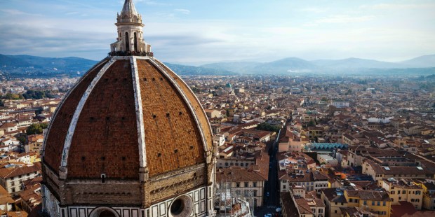 Flying over Florence on a drone