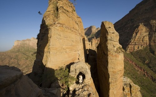 Climbing a 400-meters-tall cliff to get baptized in Ethiopia