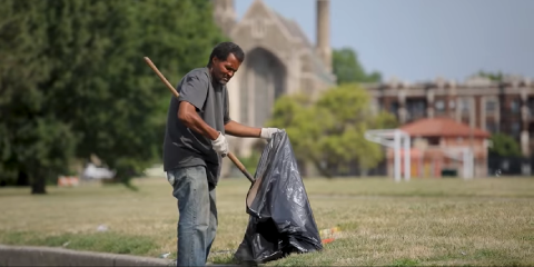 Detroit priest hires homeless to help clean up the town