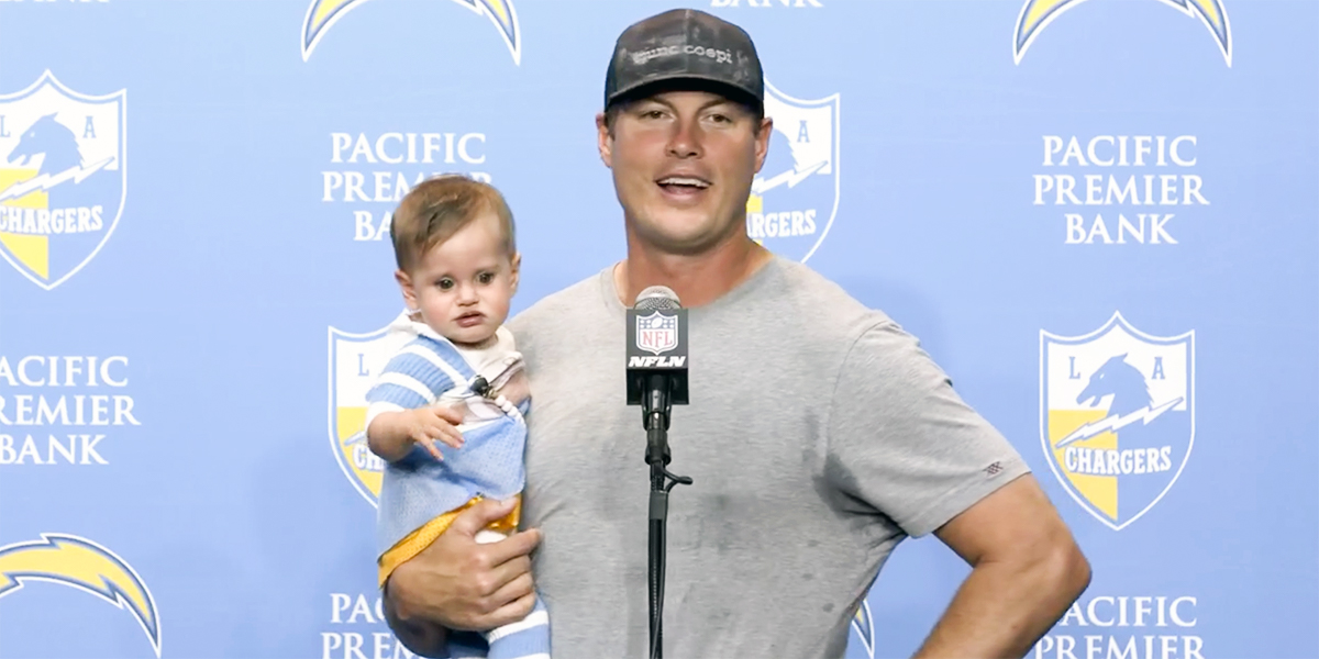 Quarterback Philip Rivers holds press conference with baby number 9 in ...
