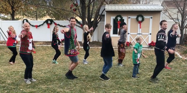 19 Family members dance on the lawn to celebrate the Christmas season ...