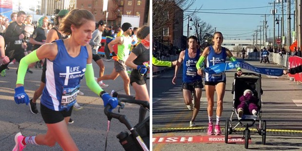 Mom beats half-marathon record while pushing baby in stroller