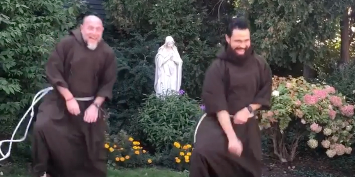Need a smile? Watch these friars boogie in their backyard