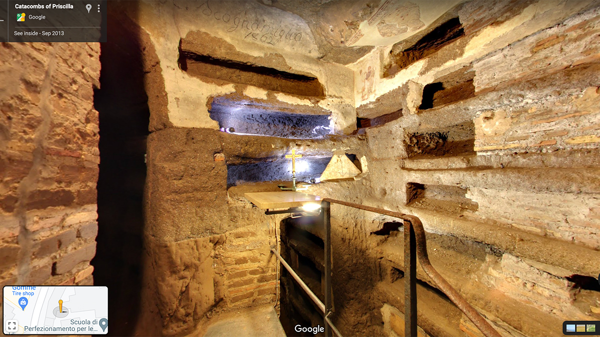 Google Street View offers virtual tours through ancient Roman catacombs