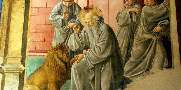 Why is St. Jerome depicted with a lion?