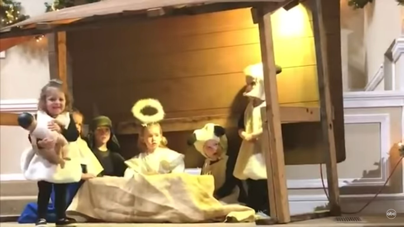 The ecstatic response a boy has to his role in the Nativity