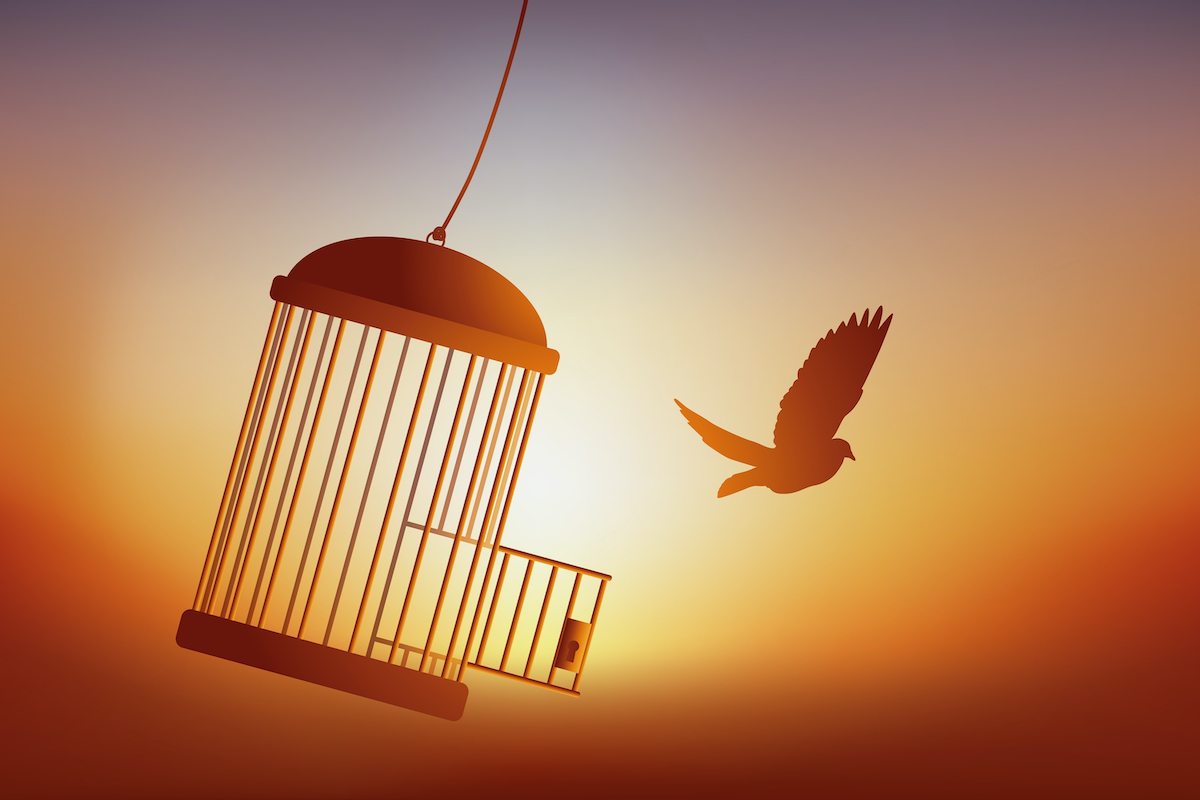 Why death is symbolized by a bird flying out of a cage