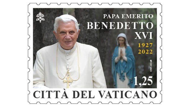 The Vatican issues a stamp to honor Pope Benedict XVI