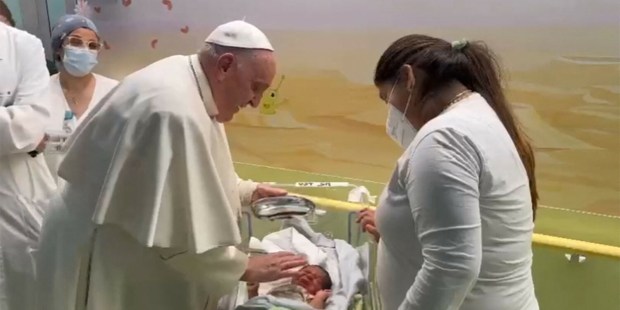 Pope has Communion, calls mom of baby he baptized during last hospital stay