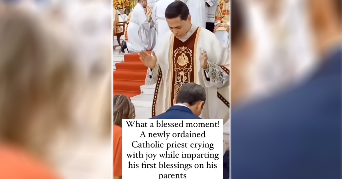 Video of newly ordained priest's sobs as he blesses parents