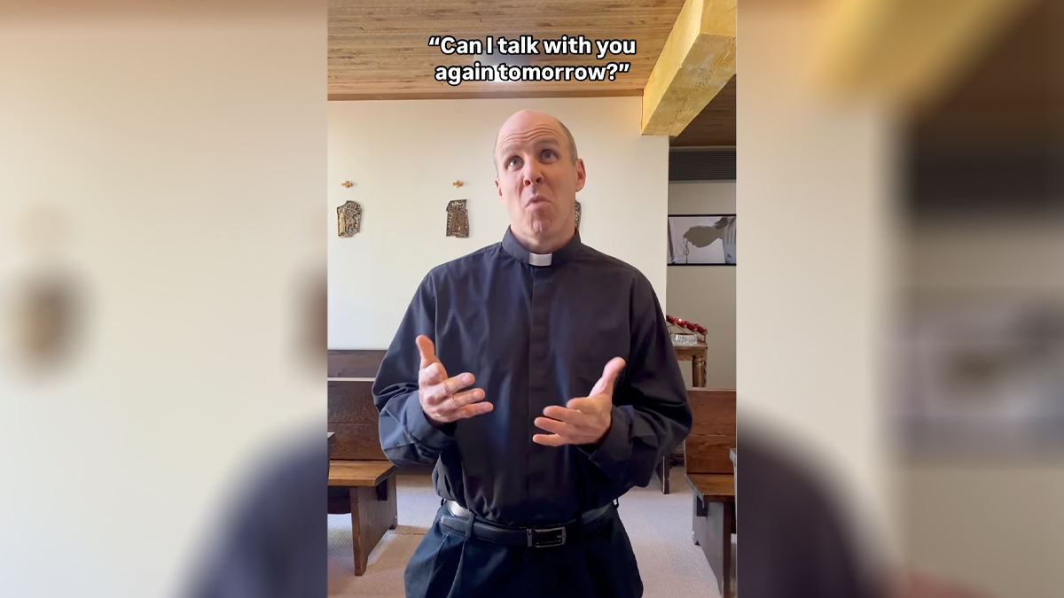 Priest's joyful dance after checking in on God is a must-see