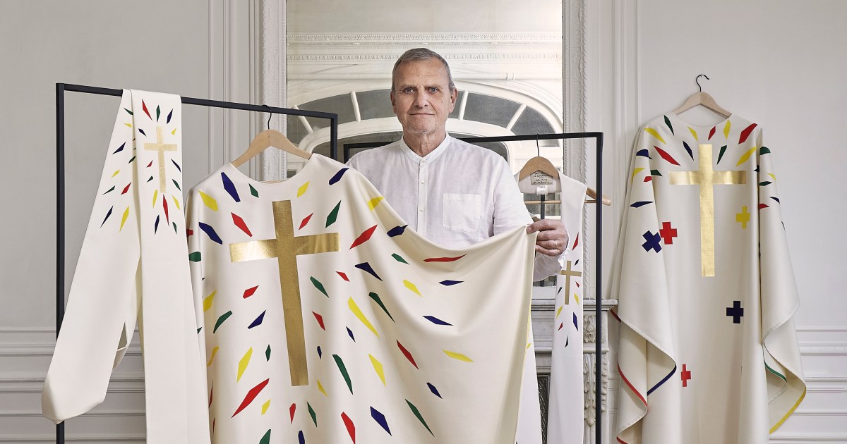 Top French designer created new vestments for Notre Dame